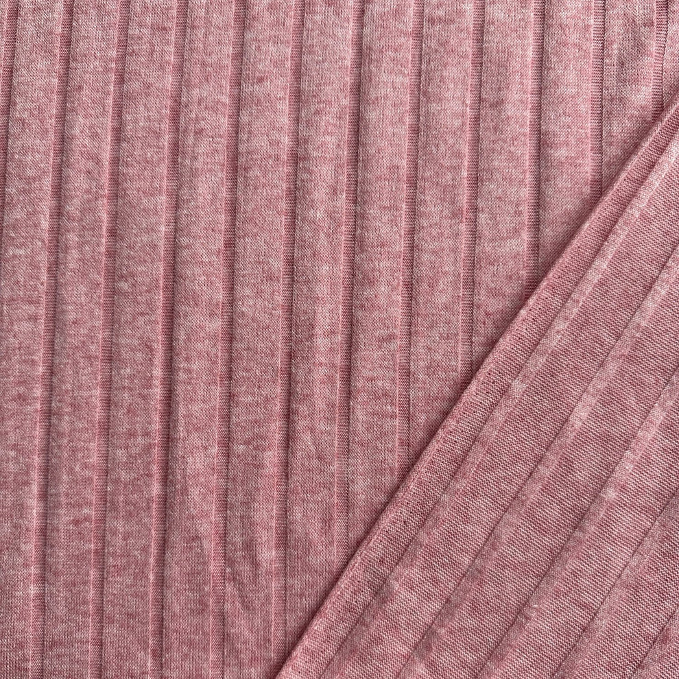 Viscose Blend Wide Rib Knit Fabric in Pink Melange – Sew Sew Sew